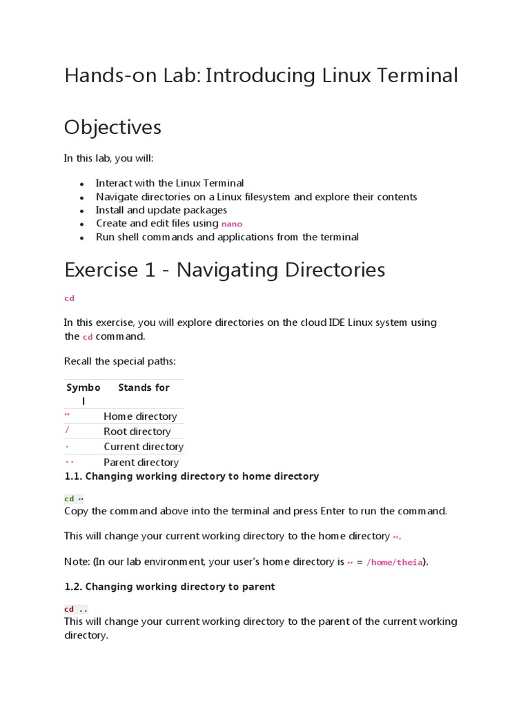 Hands On Lab Introducing Linux Terminal | PDF | Directory (Computing ... Hands On Lab Introducing Linux Terminal | PDF | Directory (Computing ...