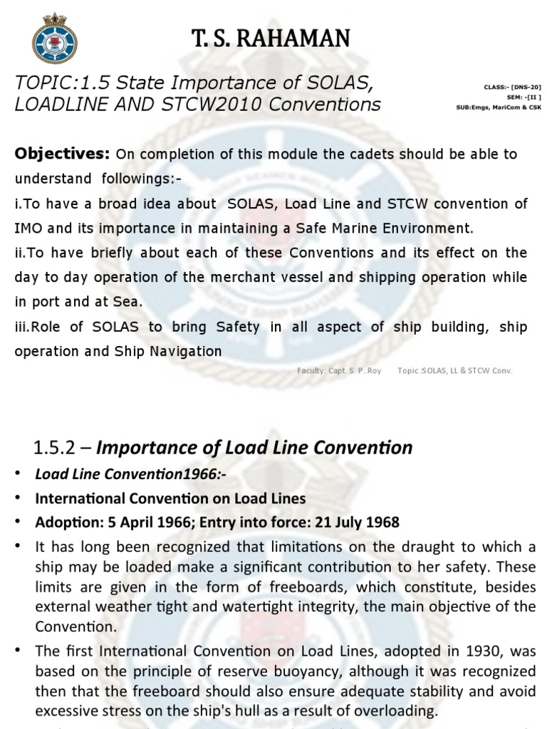 Load Line and STCW Code | PDF | Ships | Shipping
