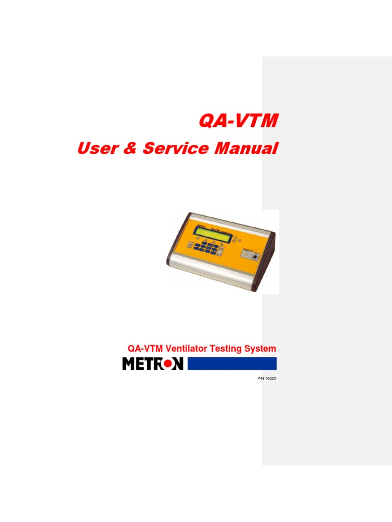 QA VTMmanual | PDF | Calibration | Pascal (Unit)