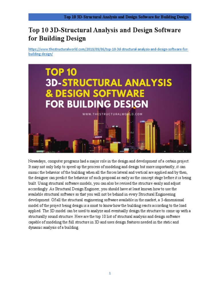 Comparing Top 3D Structural Analysis and Design Software for Building Modeling and Performance ...
