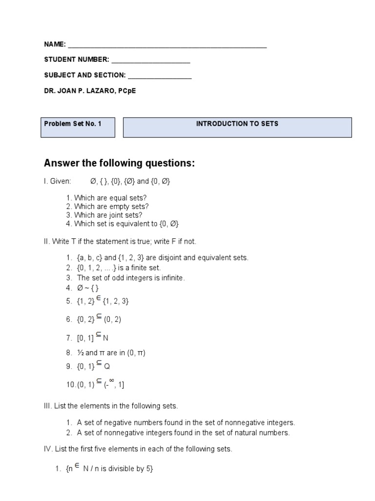 Problem Set 1 NCP 1103-1 | PDF | Teaching Methods & Materials
