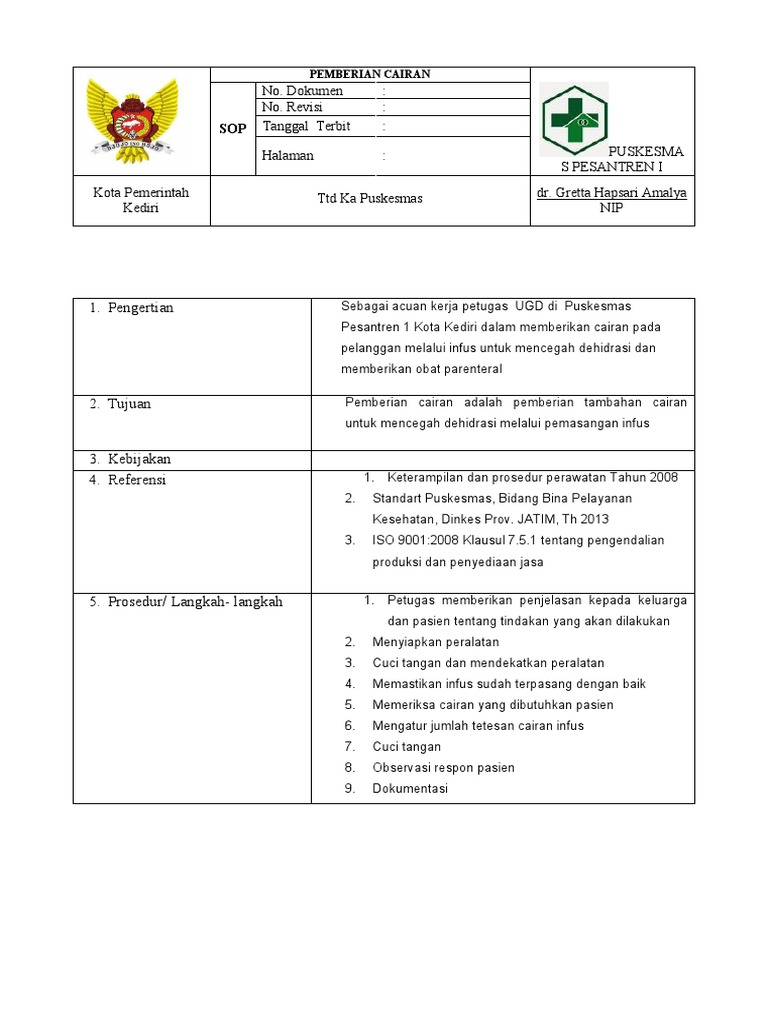 Prosedur Infus untuk Anak di Puskesmas | PDF