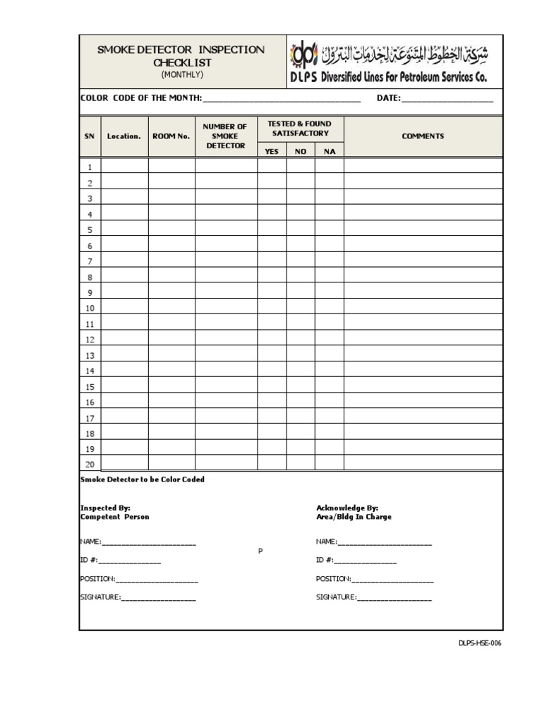 Smoke Detector Inspection Checklist | PDF