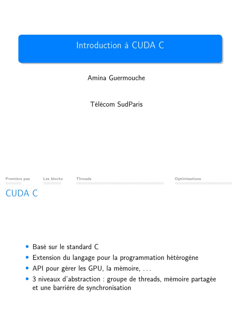 Introduction à CUDA C pour Programmation GPU | PDF | Processeur ...