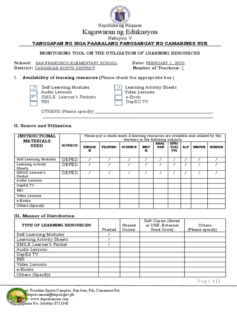 Monitoring Tool On The Utilization of Learning Resources | PDF ...