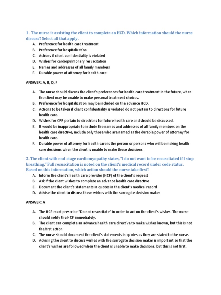 Management of Care 10 Advanced Directives and End-Of-Life Care ...