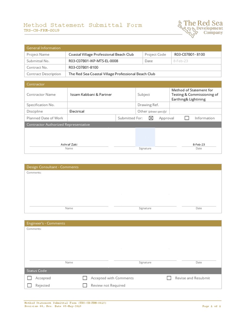 Method of Statement Electrical 2 | Download Free PDF | Safety
