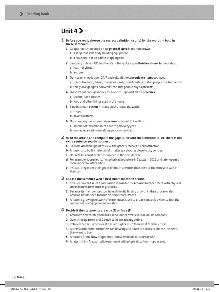 Bus Part B1 Reading Bank U4 | PDF | Retail | Grocery Store