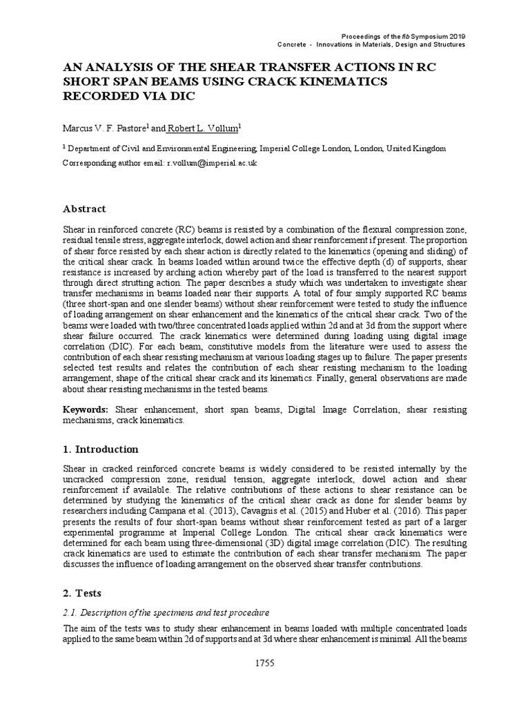 An Analysis of The Shear Transfer Actions in RC Short Span Beams Using ...