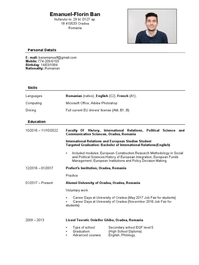 CV Emanuel Ban | PDF | European Union