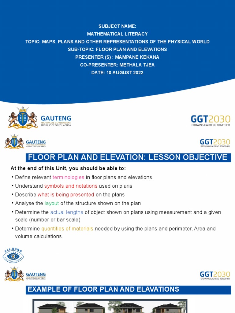 Math Lit Lesson Presentation Floor Plan and Elevations 10 August 2022 ...