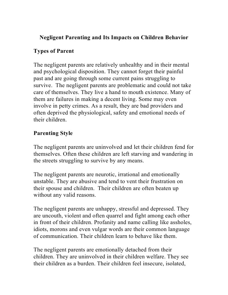 Negligent Parenting and Its Impacts On Children Behavior | PDF ...