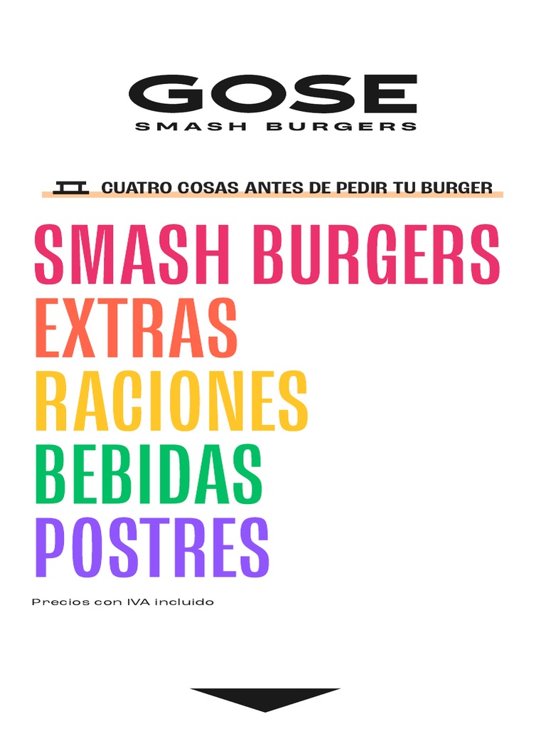 Menú de Smash Burgers Gose | PDF | Alimentos | Cocina