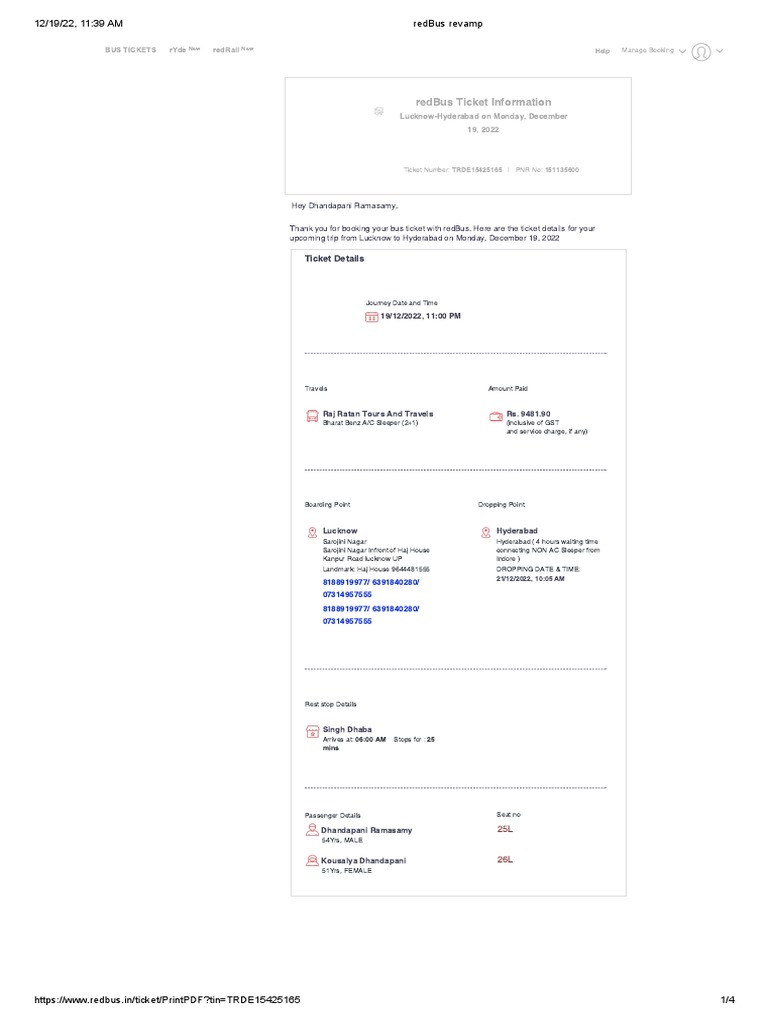 Bus Ticket | PDF | Bus | Baggage