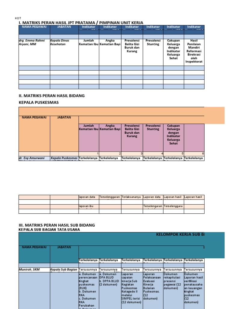 Matriks Peran Hasil Puskesmas | PDF