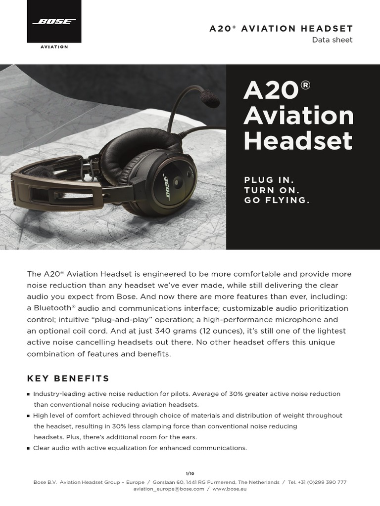 BOSE A20 Data Sheet 300dpi | PDF | Headphones | Bluetooth