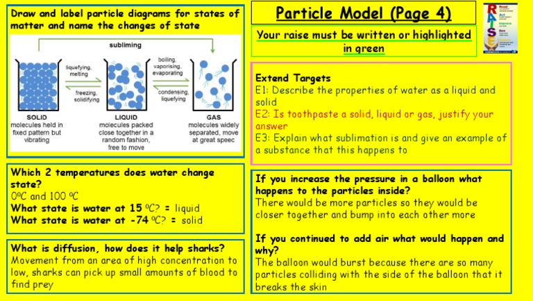 Y7 Homework RAISE Particle Model | PDF