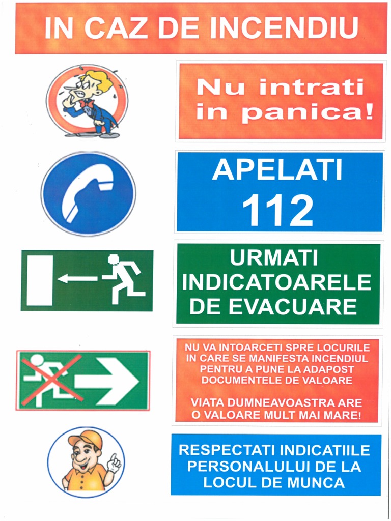 Instructiuni in Caz de Incendiu | PDF