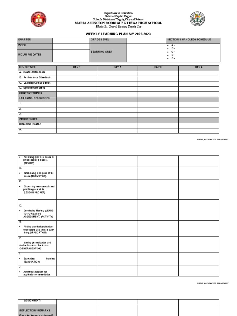 Mapeh Modified DLL Template | PDF | Pedagogy | Cognitive Science