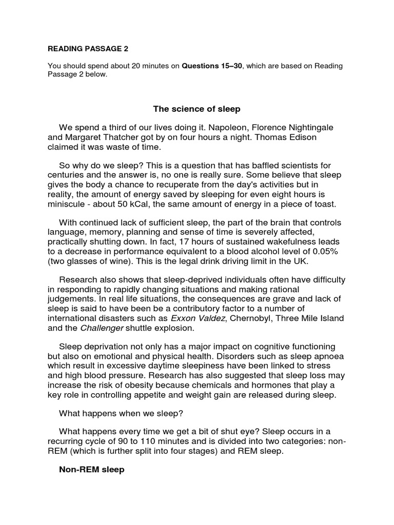 READING PASSAGE 2.1 Academic Training | PDF | Sleep | Rapid Eye ...