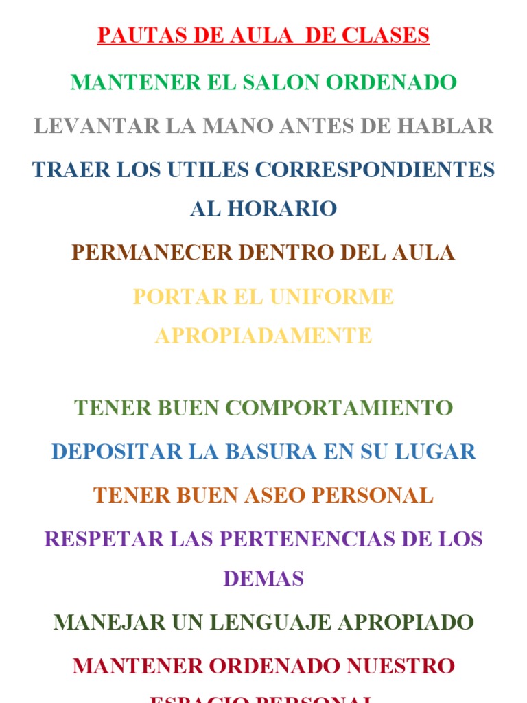 Pautas de Aula de Clases | PDF