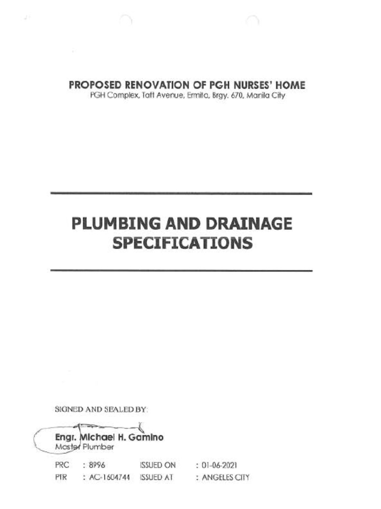 Plumbing and Drainage Specifications | PDF