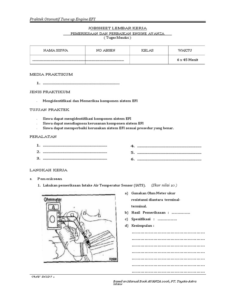 Jobsheet Lembar Kerja Praktek Efi Avanza Mandiri | PDF