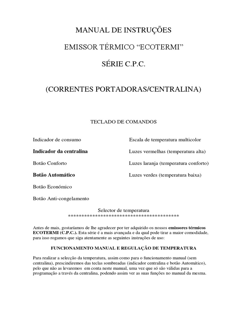 Manual Portugues CPC | PDF | Temperatura | Tempo