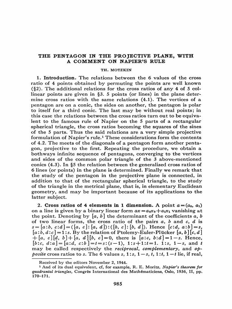 Pentagon in The Projective Plane | PDF | Projective Geometry | Triangle