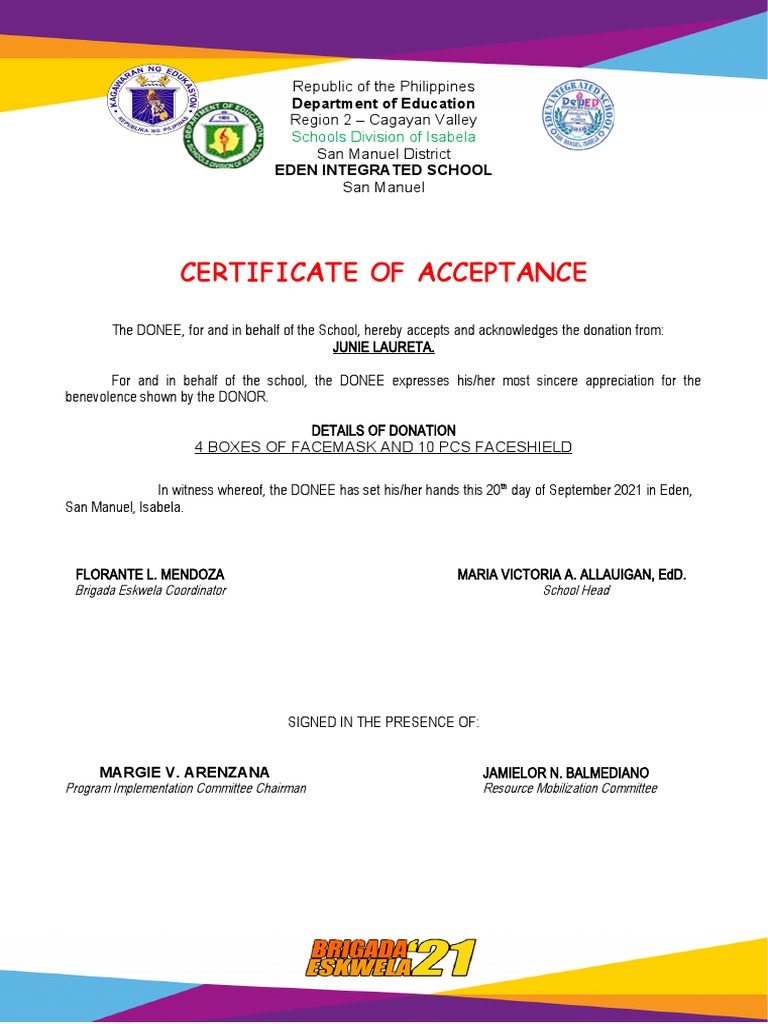 Certificate of Acceptance | PDF | Asia | Currency