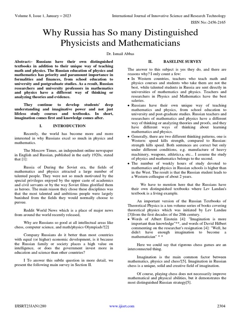 Why Russia Has So Many Distinguished Physicists and Mathematicians ...