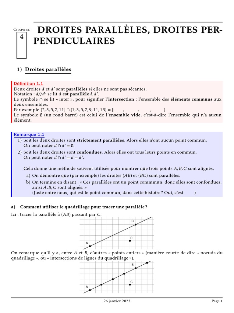 Droites Parallèles et Perpendiculaires | PDF | Perpendicularité | Triangle