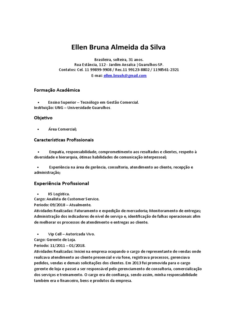 Currículo Ellen | PDF