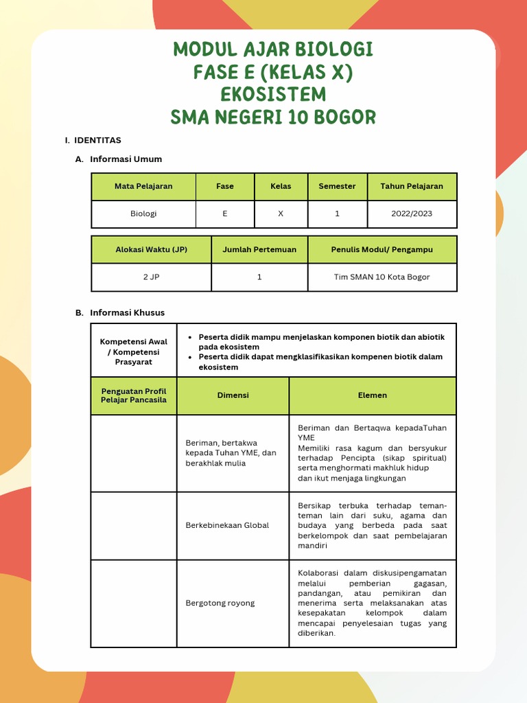 Modul Ajar Ekosistem 3 | PDF