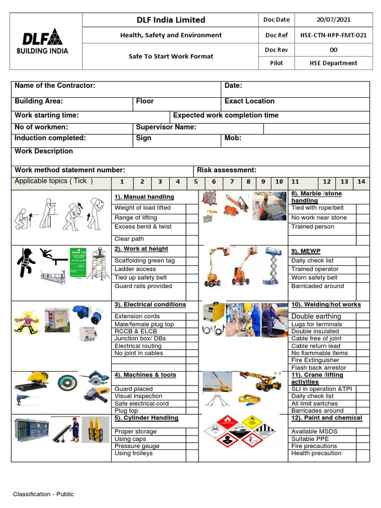 HSE Safe Work Permit Template | PDF | Personal Protective Equipment ...