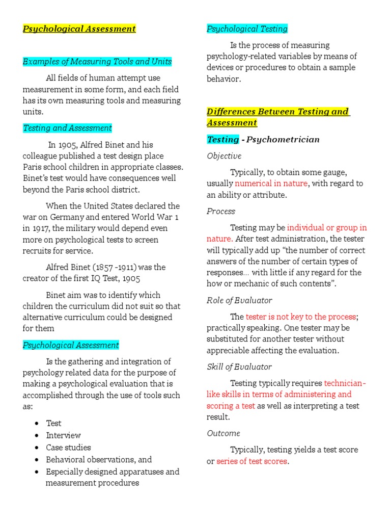 Psychological Assessment Tools | PDF | Wechsler Adult Intelligence ...