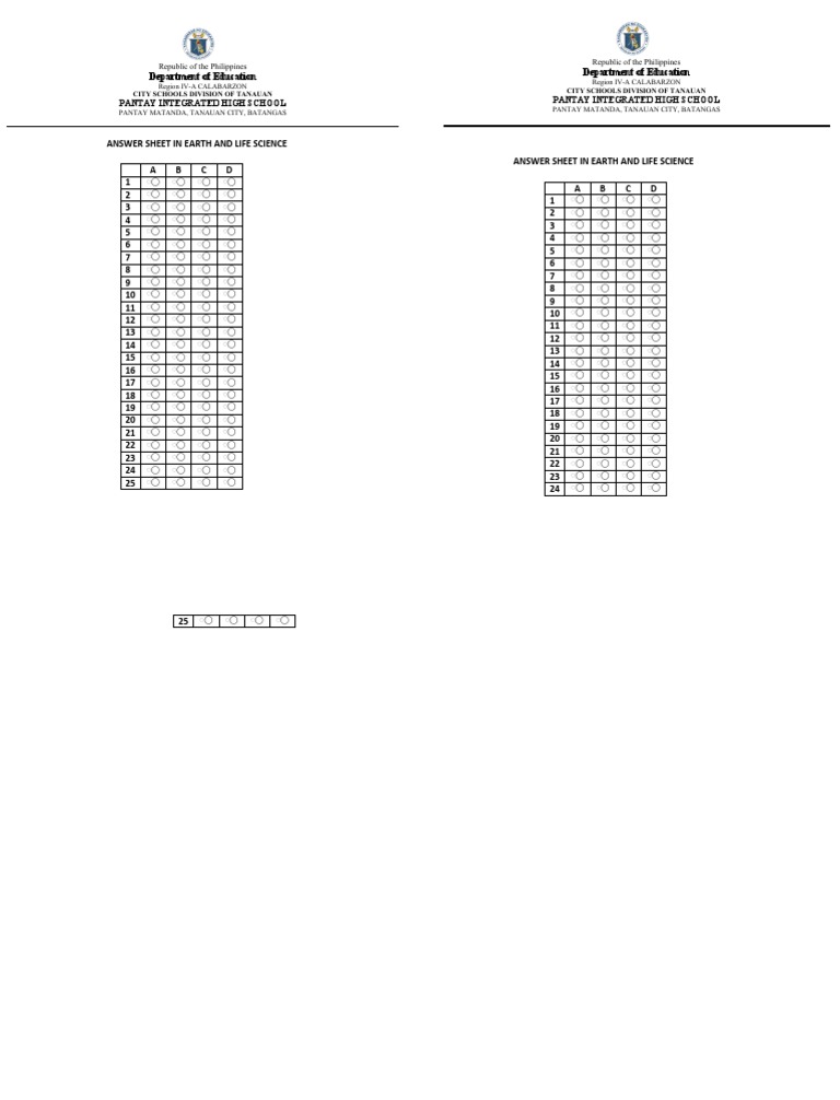 Answer Sheet | Download Free PDF | Philippines