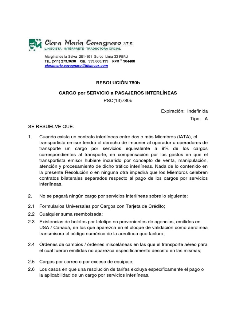 Resolucion IATA 780 Traducido | PDF | Industrias de servicio | Transporte