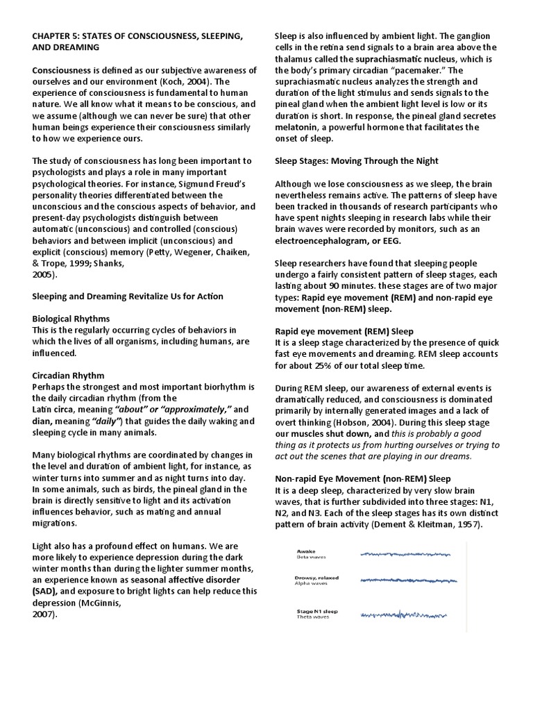 Itp - CHAPTER 5-STATES OF CONSCIOUSNESS | PDF | Sleep | Rapid Eye ...