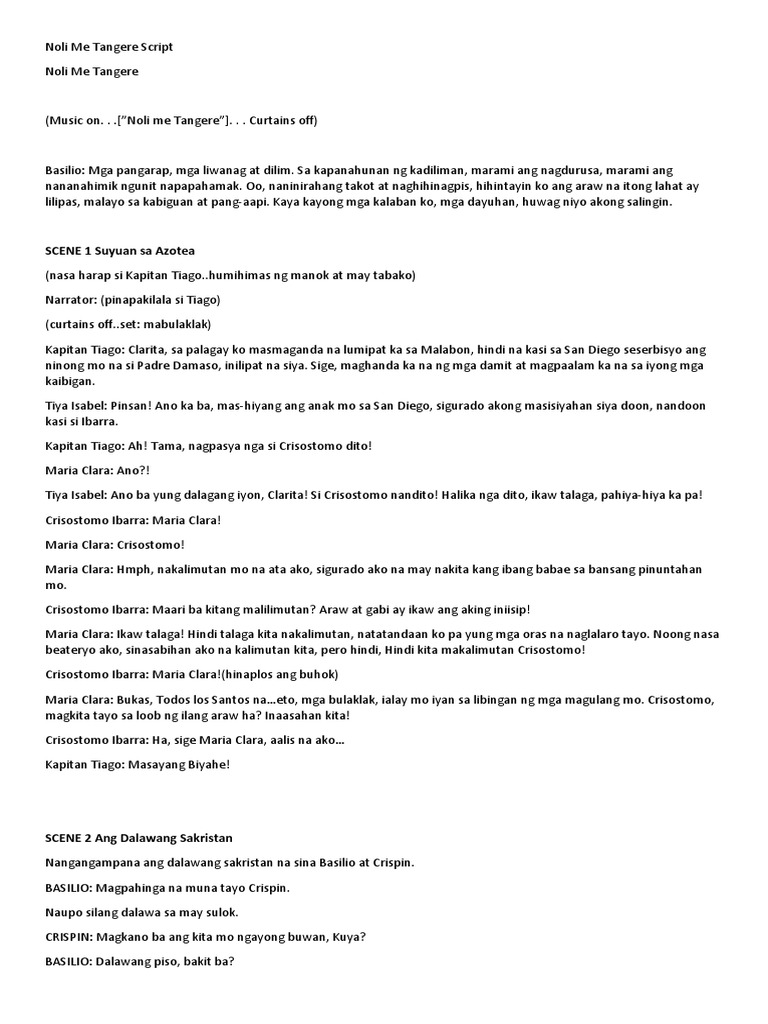 Noli Me Tangere Script 12 SCENES | PDF