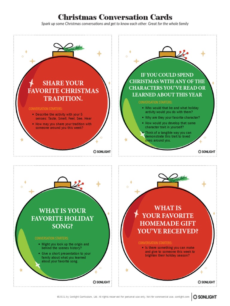 Christmas Conversation Cards | PDF | Christmas