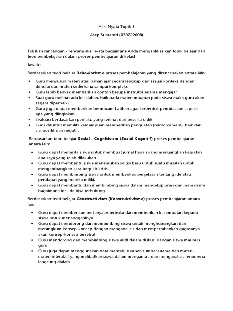 Rencana Aksi Pembelajaran Berbasis Teori | PDF | Karier & Perkembangan
