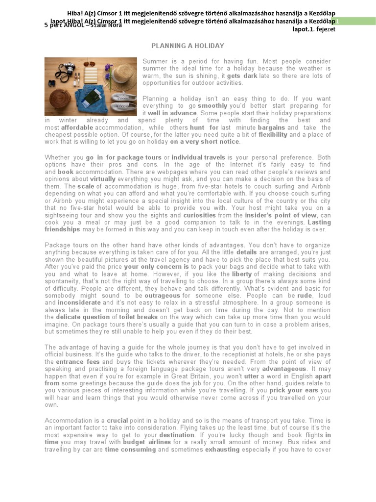 Lesson - Planning A Holiday - 0523 | PDF