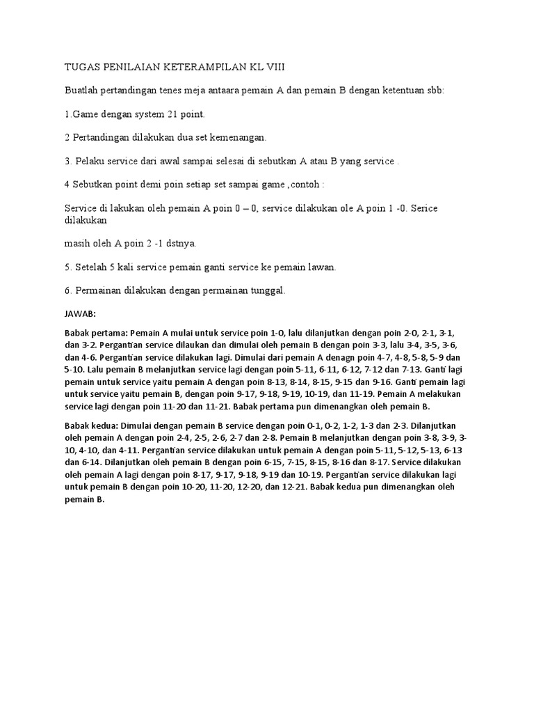 Jawaban Tugas Penilaian Keterampilan | PDF