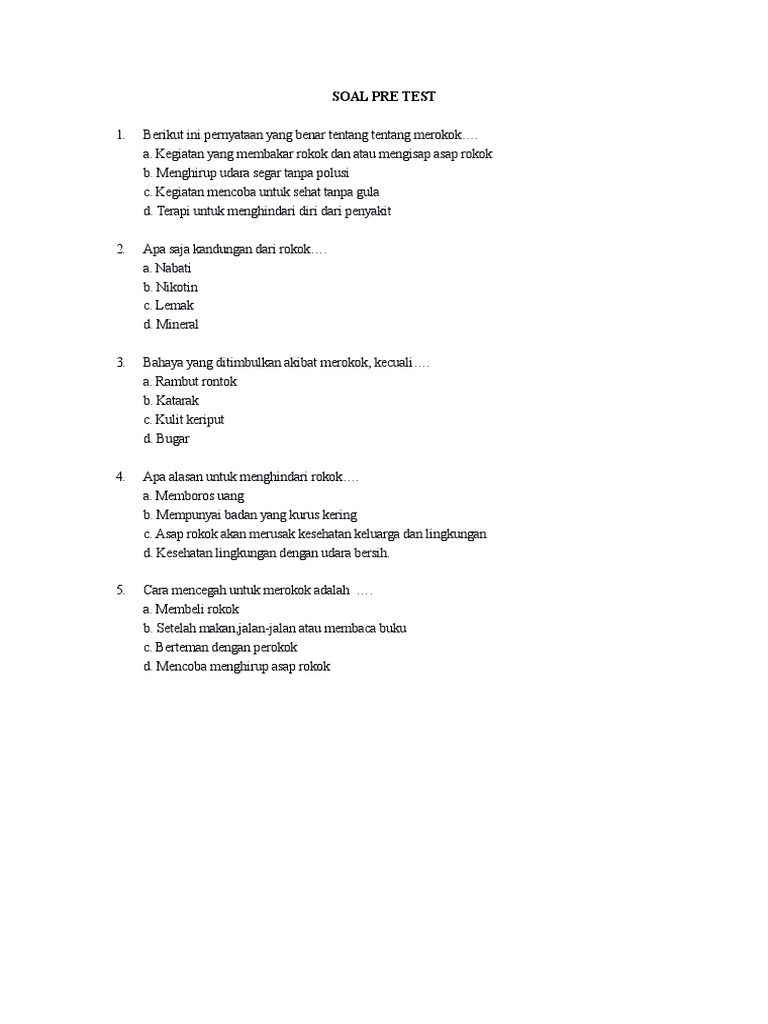 Soal Pre Test & Post Test 2 | PDF