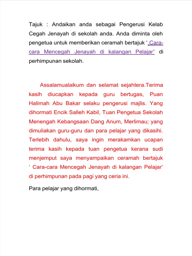 Dokumen - Tips - Contoh Teks Pengucapan Awam Dalam Bentuk Ceramah | PDF