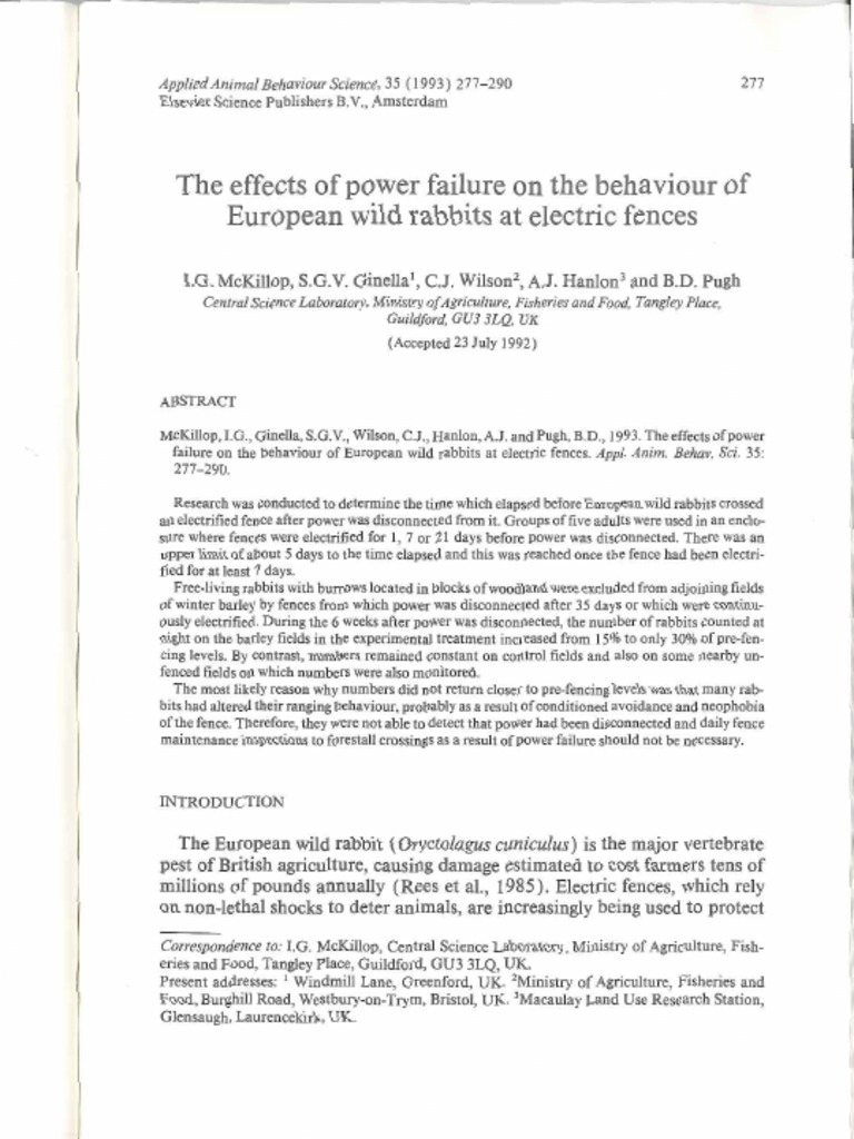 Wild Rabbits Electric Fences | PDF