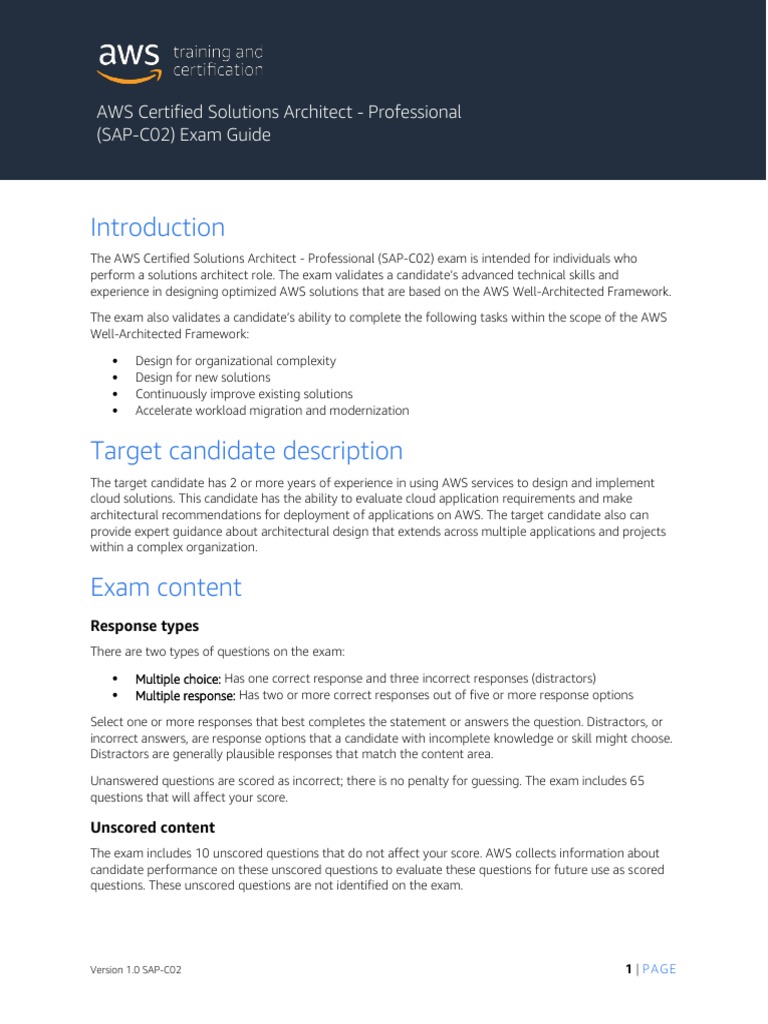 AWS Certified Solutions Architect Professional Exam Guide | PDF | Amazon Web Services | Disaster ...