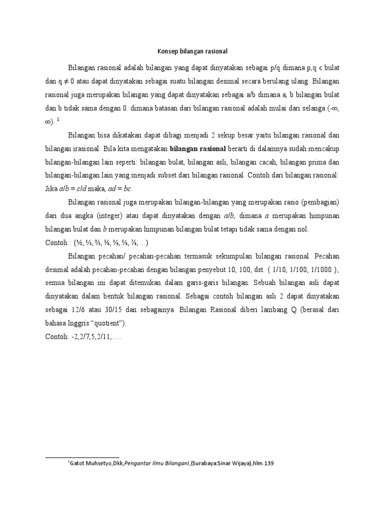 Konsep dan Contoh Bilangan Rasional | PDF