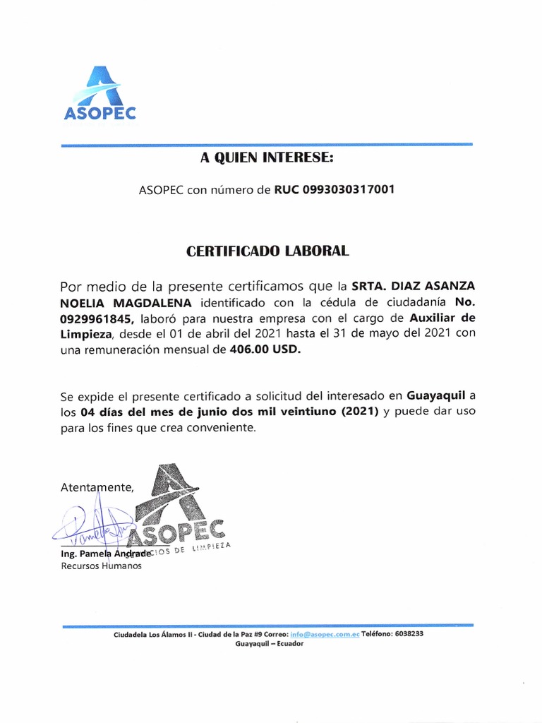 Certificado Laboral | PDF